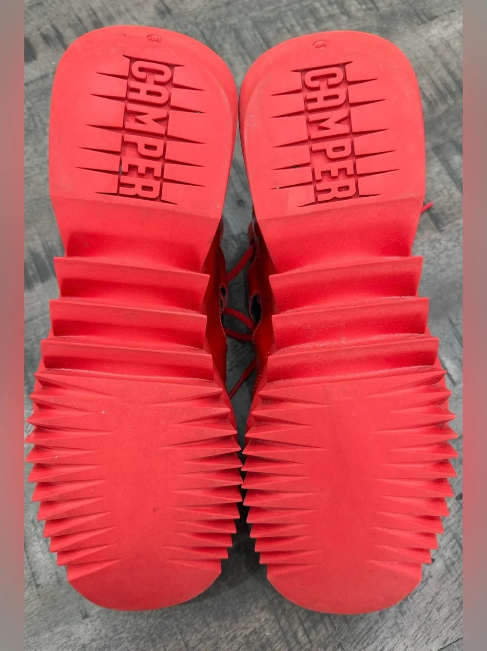 Camper | Shoes | Camper Mens Glossy Red Sawtooth Sole Sneakers | Poshmark